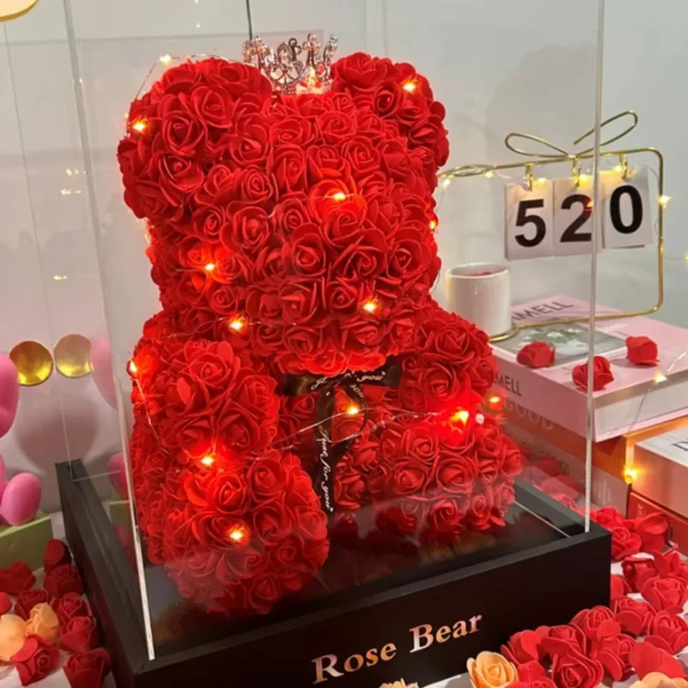 Artificial Flower Eternal Rose Teddy Bear for Mom Mother's Day Birthda ...